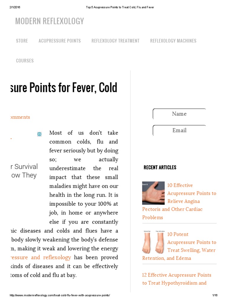 Top 5 Acupressure Points To Treat Cold, Flu and Fever | PDF | Common ...