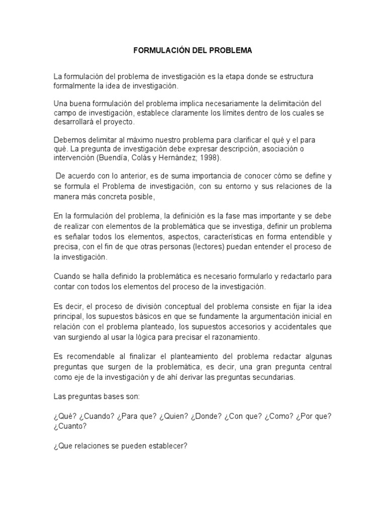 Formulación Del Problema | PDF | Método científico | Science