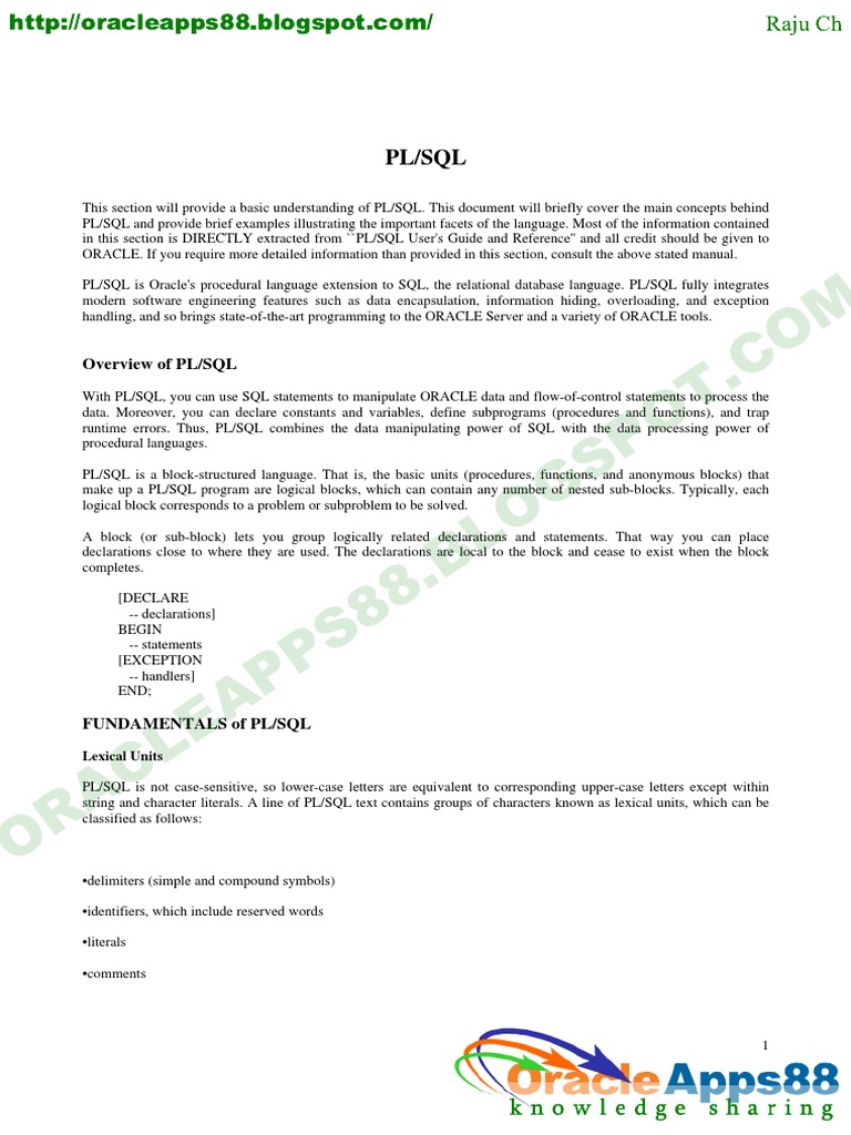 PL SQL | PDF | Pl/Sql | Control Flow