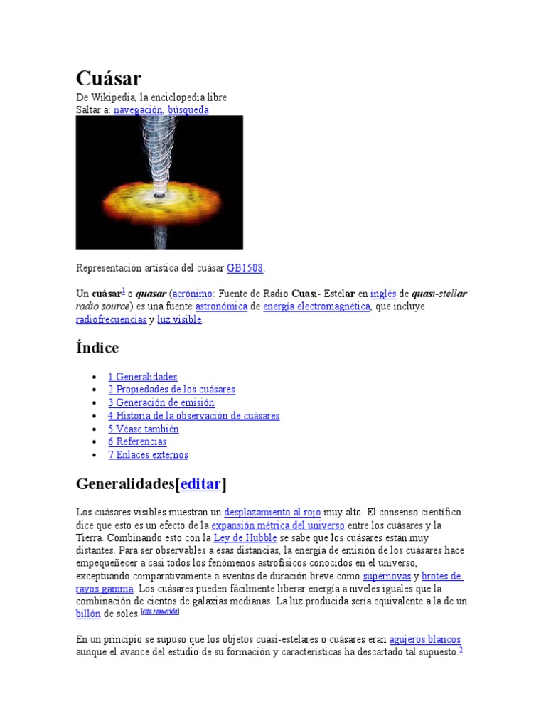 Cuásar | Quásar | Cosmología física