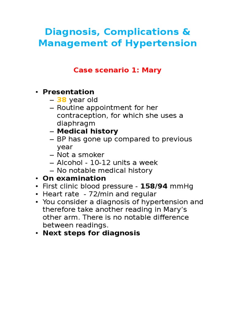 Diagnosis, Complications & Management of Hypertension Questions For ...