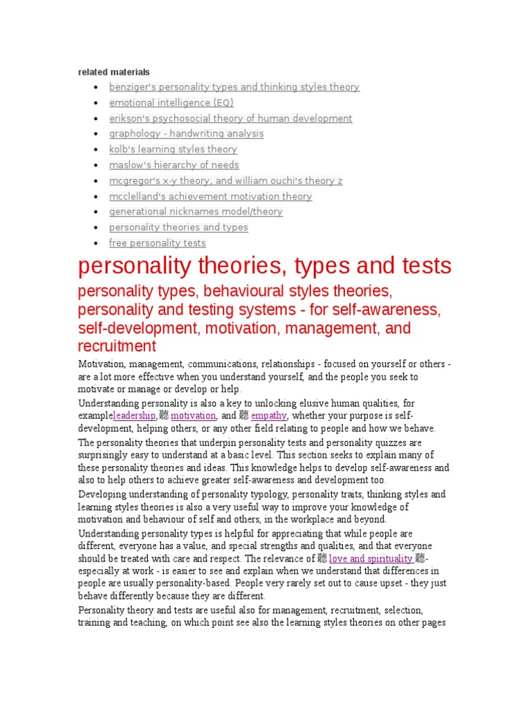 Myer-Briggs Personality Theories | PDF | Extraversion And Introversion | Personality Psychology