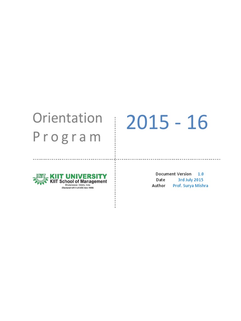 MBA Orientation Program Overview 2015 | PDF | Strategic Management ...