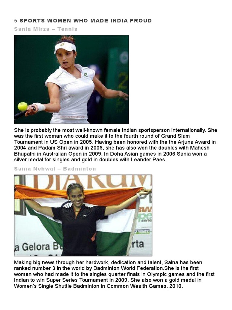 5 Sports Women Who Made India Proud | PDF
