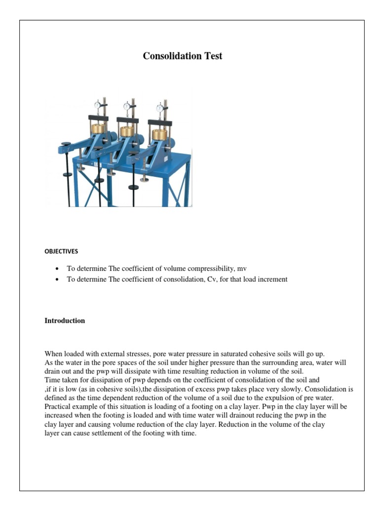 Soil Consolidation Test Procedure | PDF | Soil | Porosity