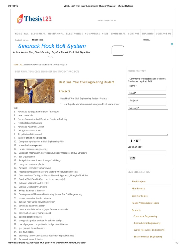 Best Final Year Civil Engineering Student Projects Thesis123 pdf 