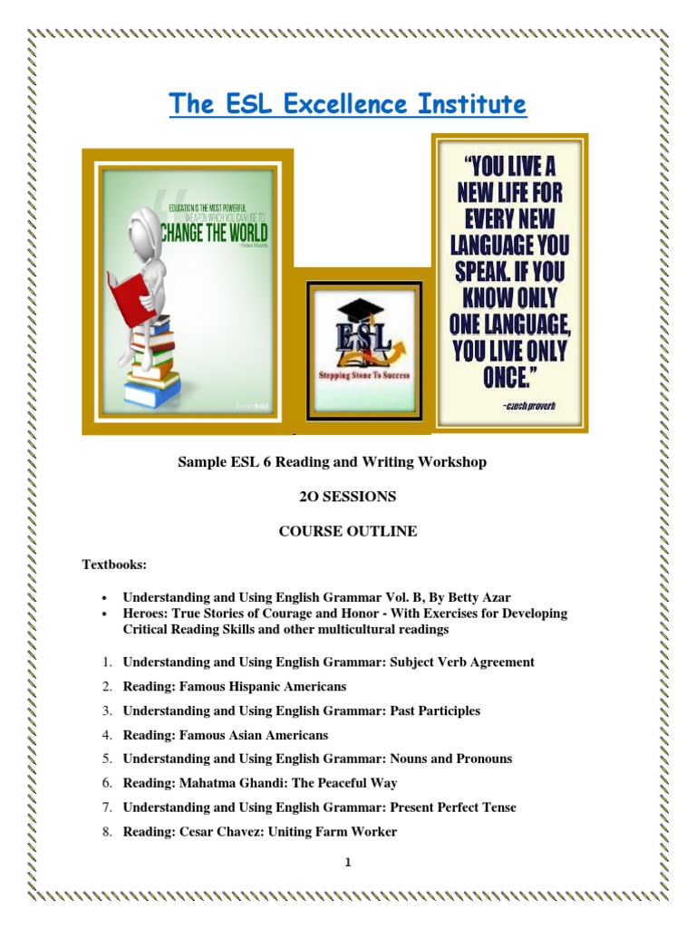 ESL Reading and Writing Workshop Outline | PDF