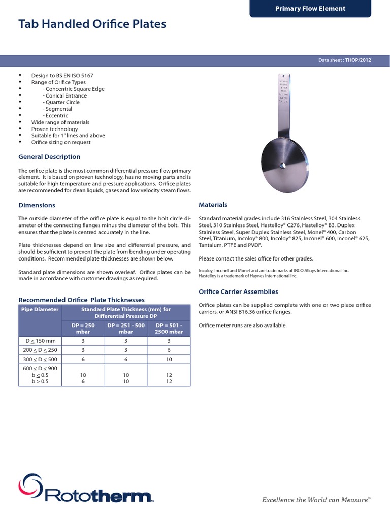 Orifice Plate | PDF | Pipe (Fluid Conveyance) | Stainless Steel