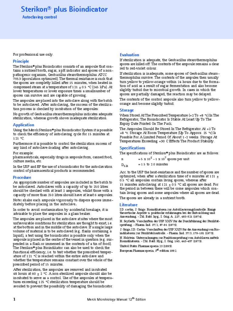 Sterikon | PDF | Sterilization (Microbiology) | Chemistry