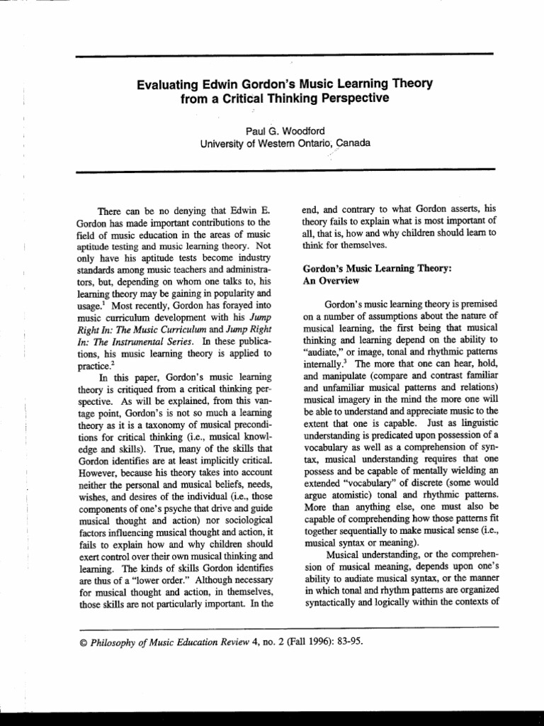 Paul Woodford On Edwin Gordon | PDF