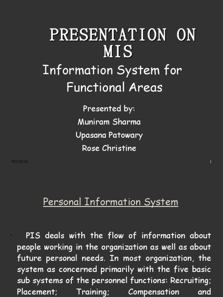 Presentation On MIS and Its Significance in FUNCTIONAL AREAS | PDF ...