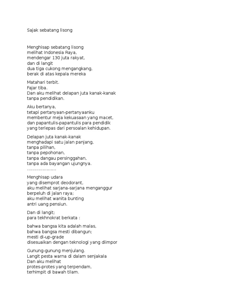 Sajak Sebatang Lisong | PDF