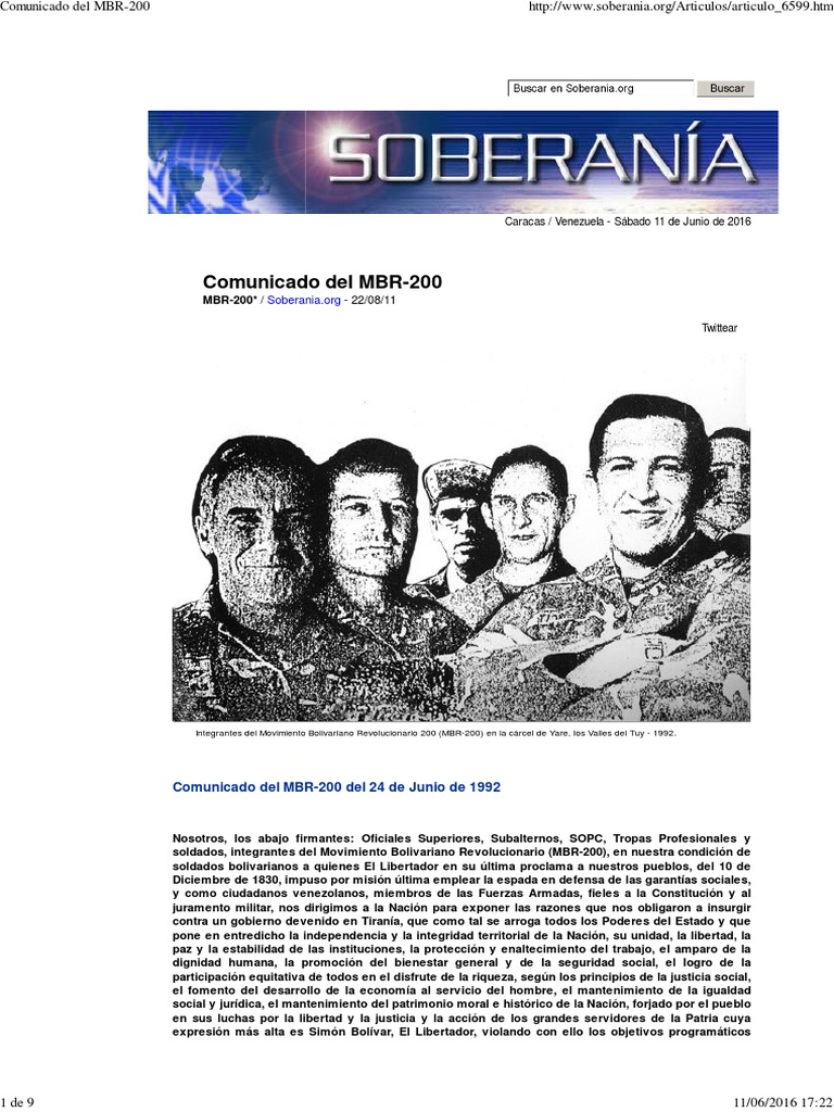 Comunicado Del MBR-200 | PDF | Estado (política) | Constitución