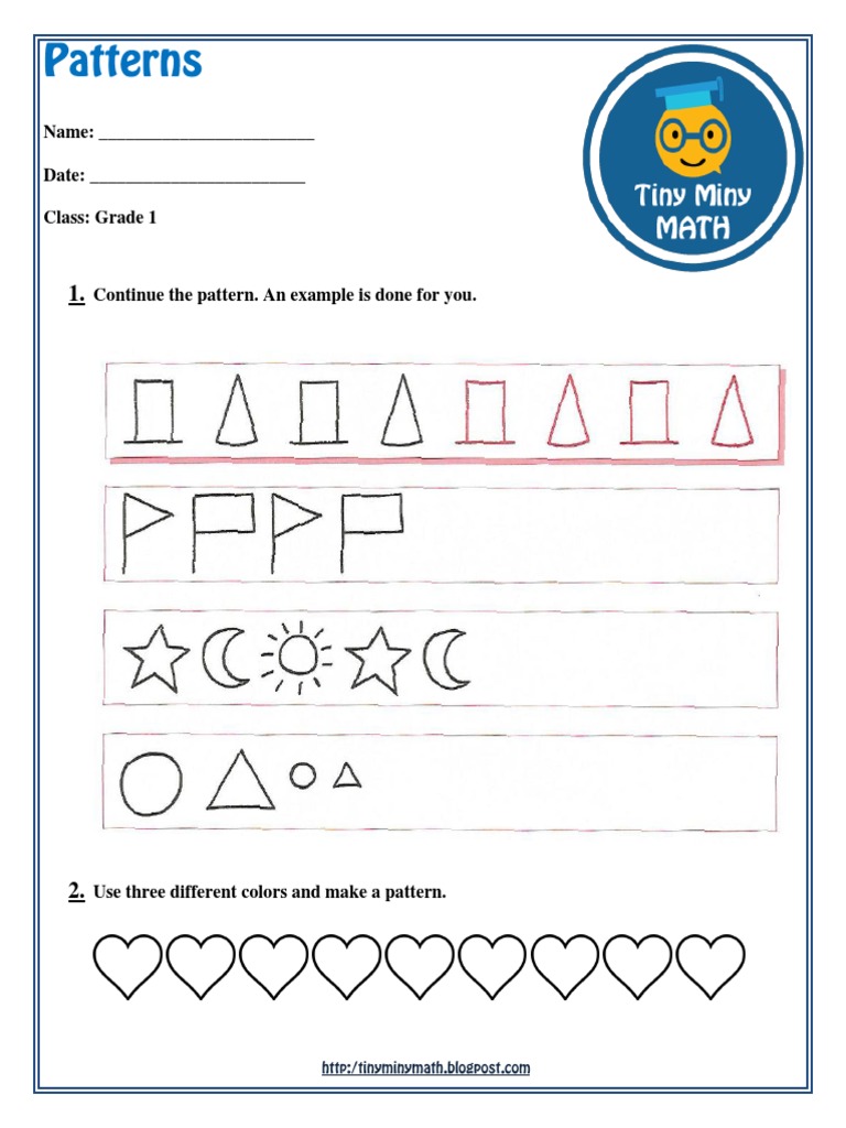 Grade 1 Pattern Worksheet | PDF