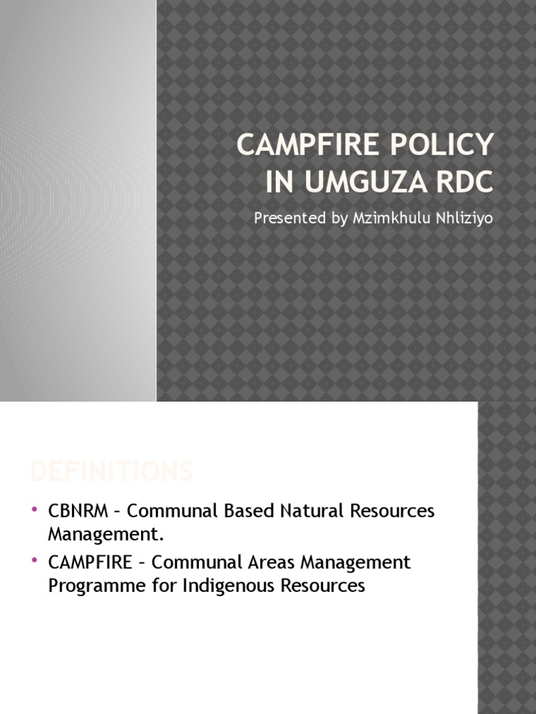 Campfire Policy Overview in Umguza RDC | PDF