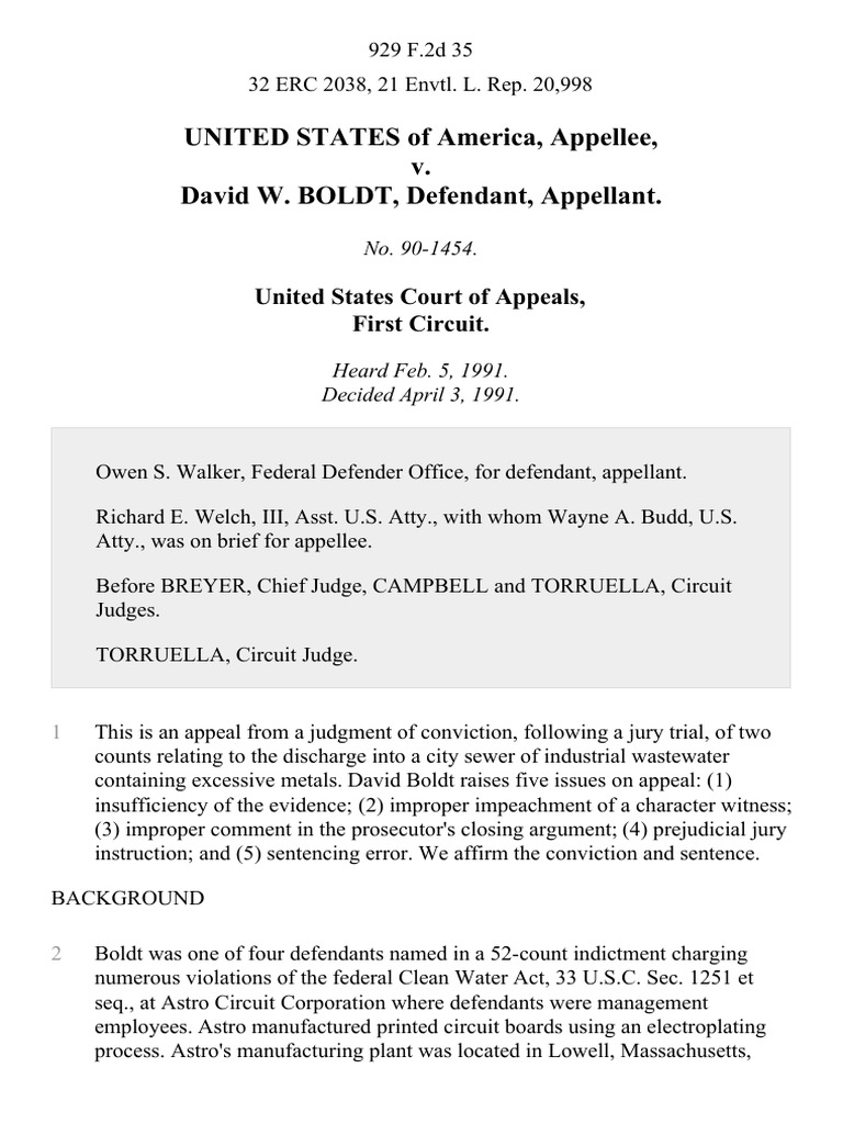 United States v. David W. Boldt, 929 F.2d 35, 1st Cir. (1991) | PDF ...