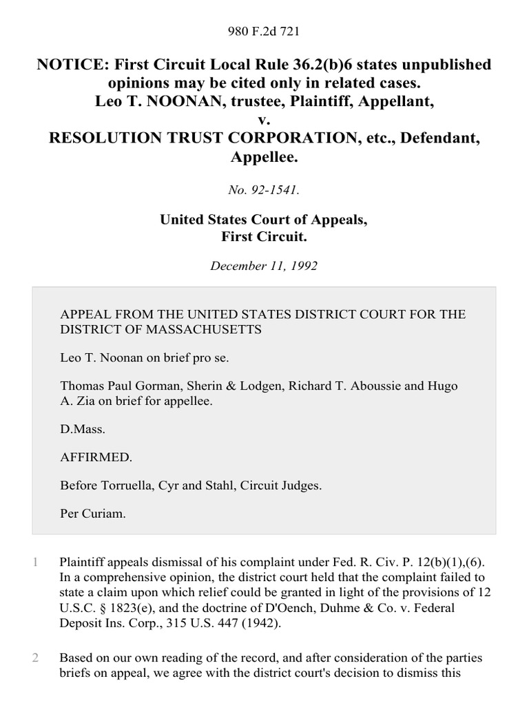 Noonan v. RTC Appeal Dismissal | PDF