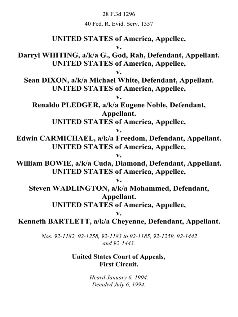 United States v. Darryl Whiting, A/K/A G., God, Rah, United States of ...