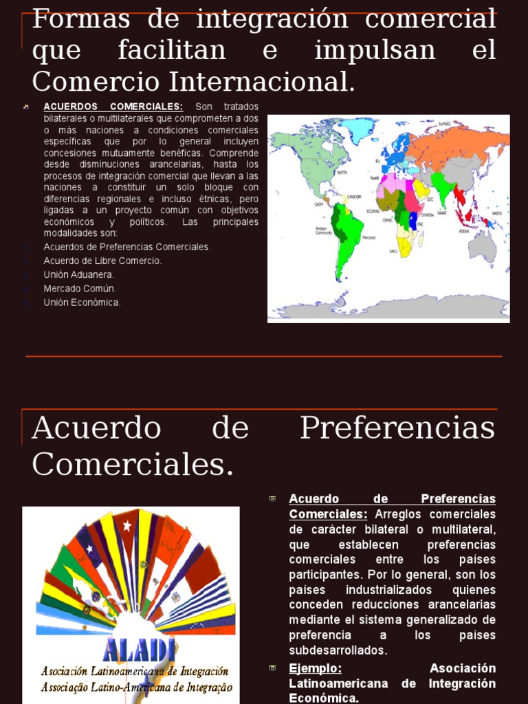 Formas de integración comercial que facilitan e impulsan el Comercio ...