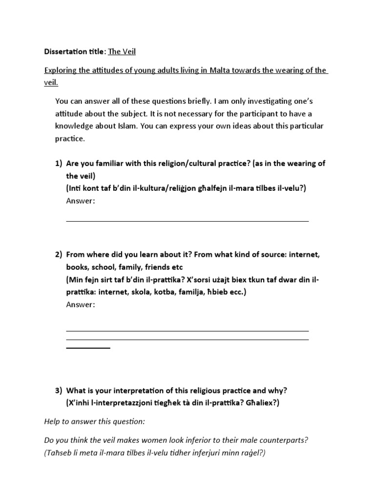 Dissertation Survey Document | PDF