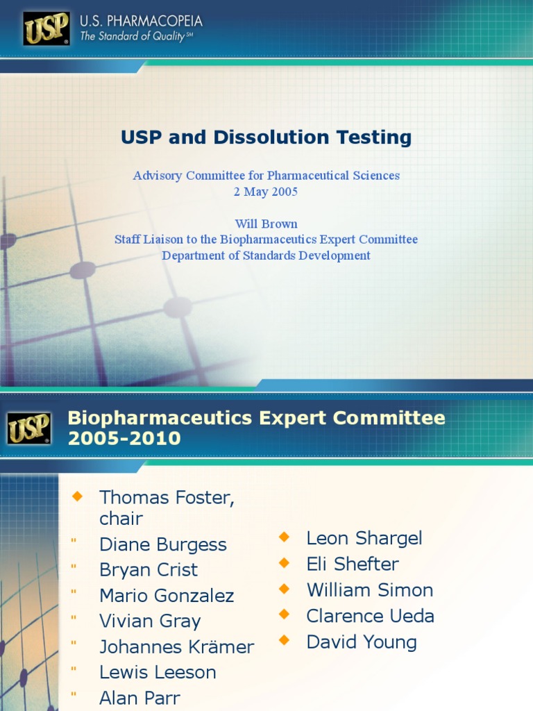 USP and Dissolution Testing | PDF | Pharmacology | Drugs