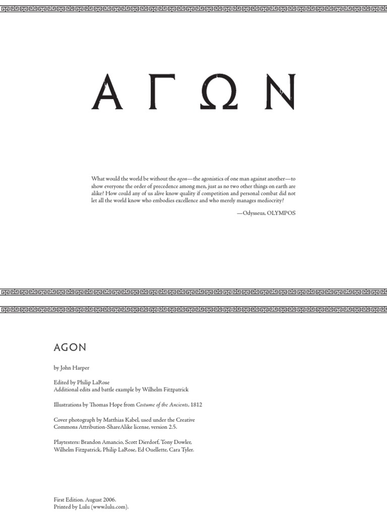 Agon RPG Example | PDF | Dice | Hero