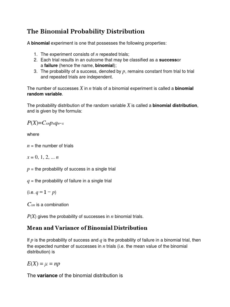 Binomial Probability Distribution Guide | PDF | Measure Theory ...