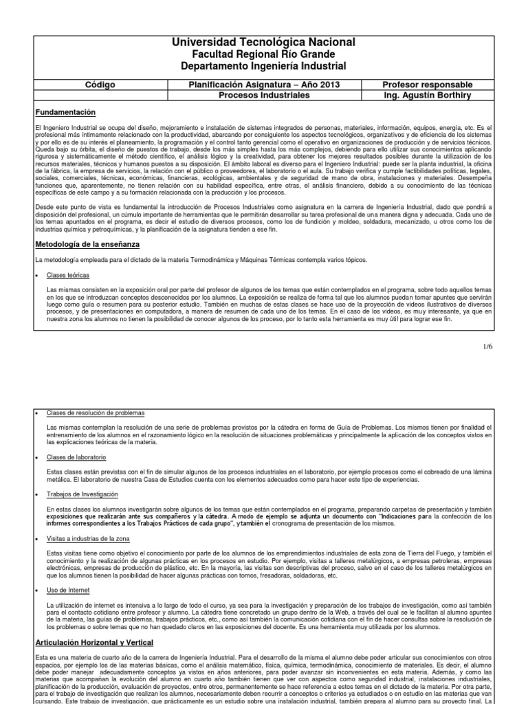 Planificación De Procesos Industriales Pdf Ingeniería Industrial