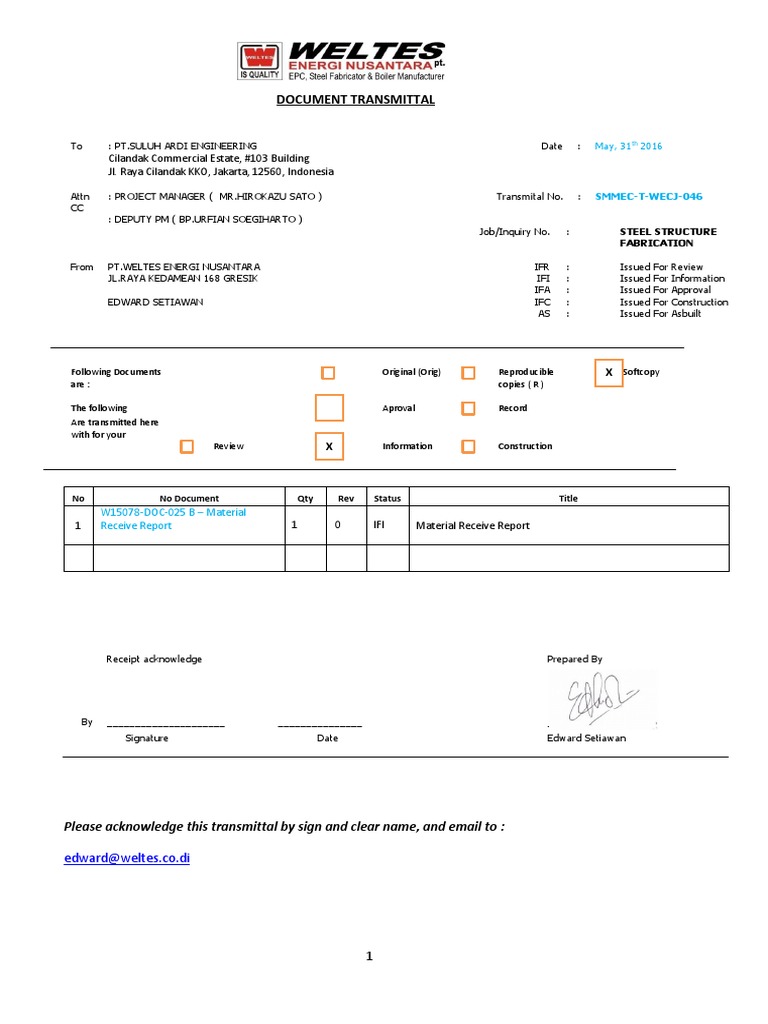 Contoh Transmittal | PDF