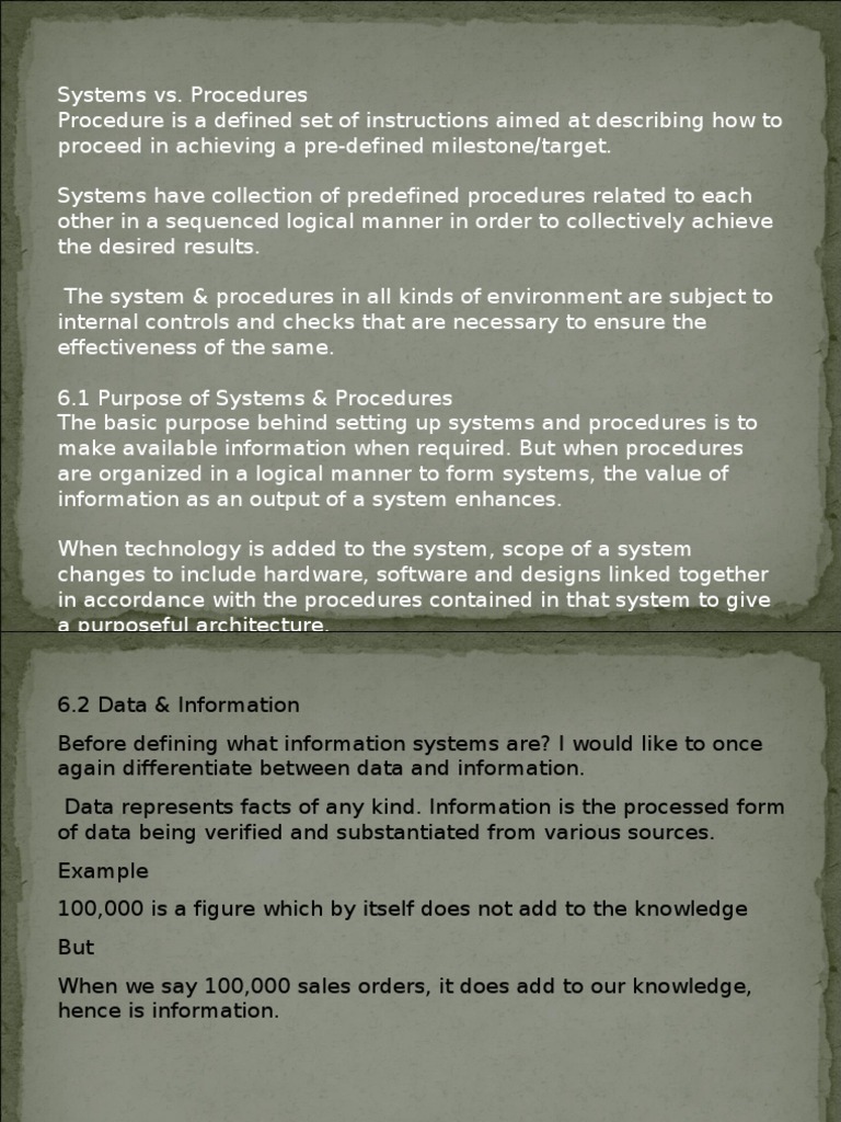 Management Information System "System Vs Procedure" | PDF | Information ...