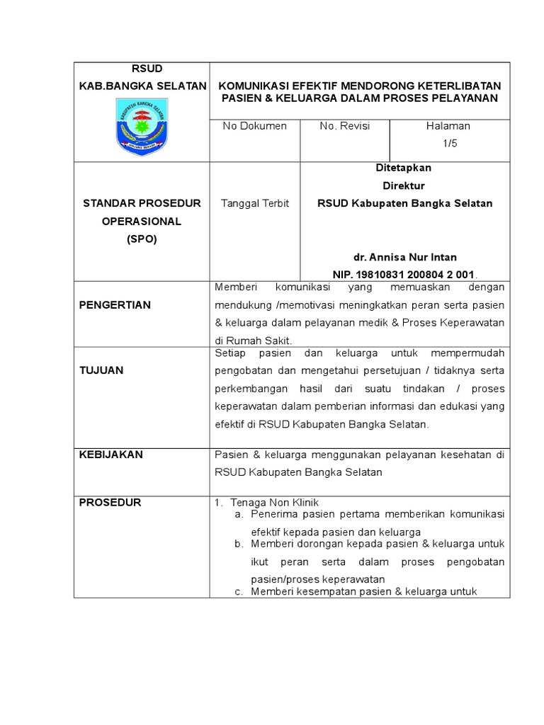 Spo Komunikasi Efektif Mendorong Keterlibatan Pasien Dalam Proses Pelayanan | PDF