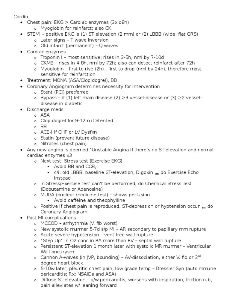 High Yield Cardio Topics For Internal Medicine Shelf | PDF