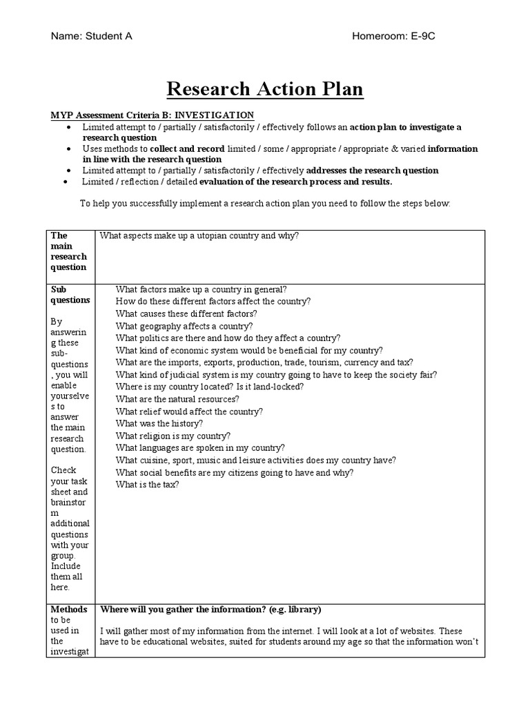 Utopian Country Research Action Plan | PDF | Blog | Evaluation