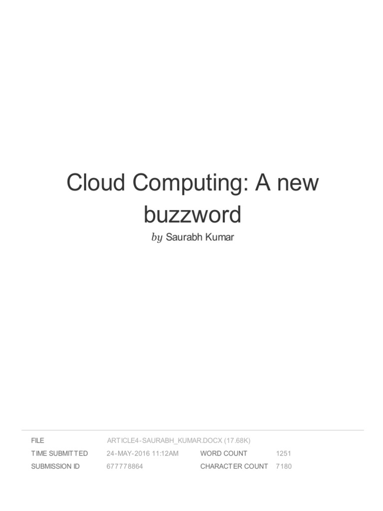 Cloud Computing - A New Buzzword | PDF