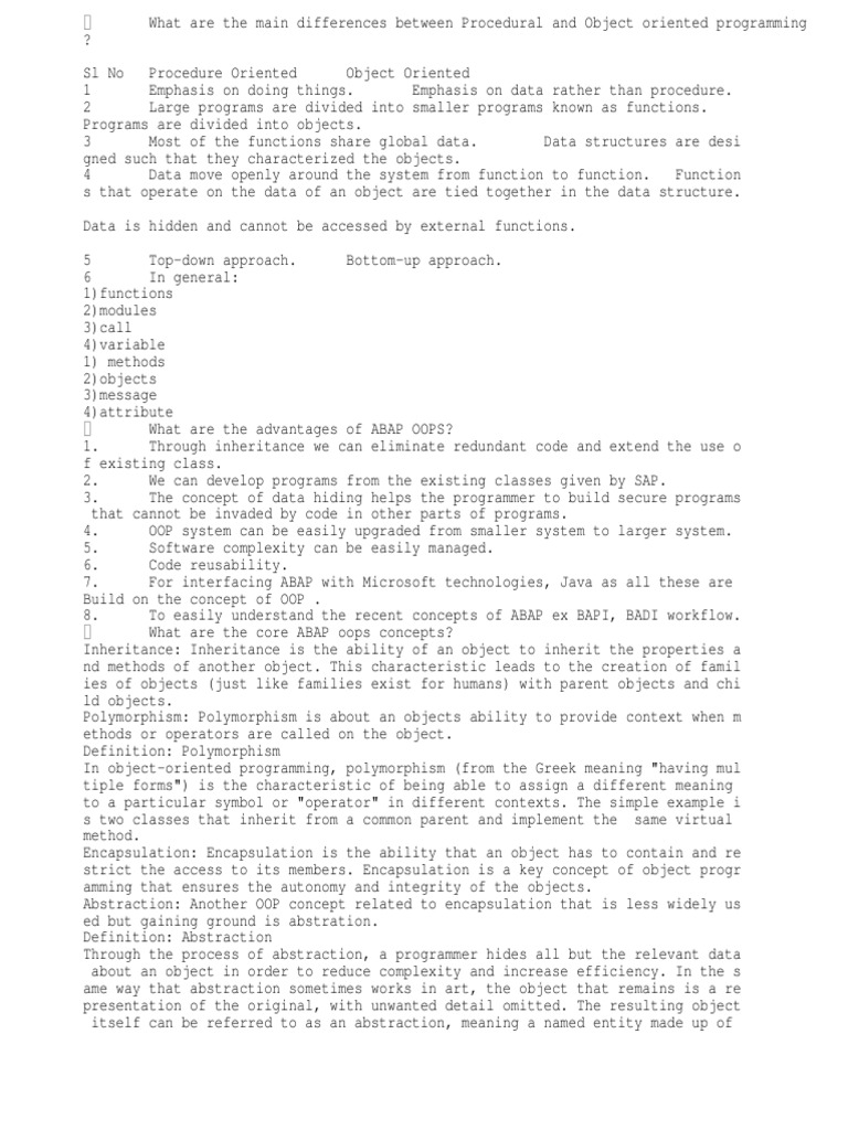 Ooabap 1 Pdf Class Computer Programming Method Computer