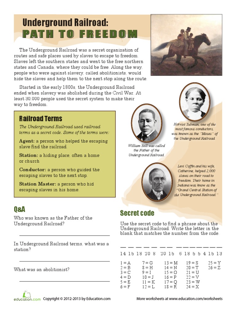The Underground Railroad Worksheet | PDF | Underground Railroad | Injustice