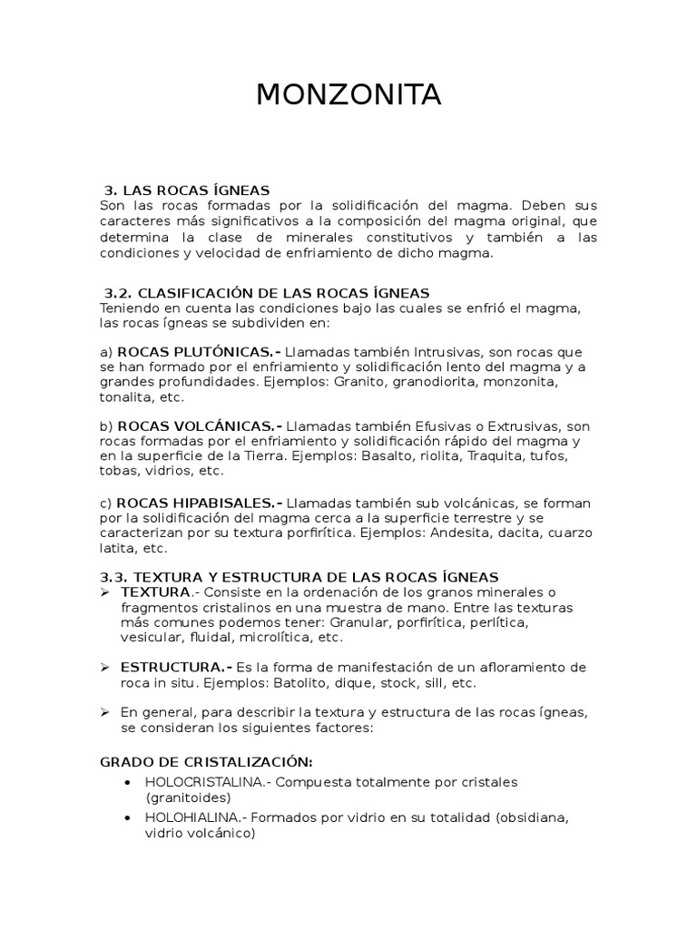 MONZONITA | PDF | Roca ígnea | Magma
