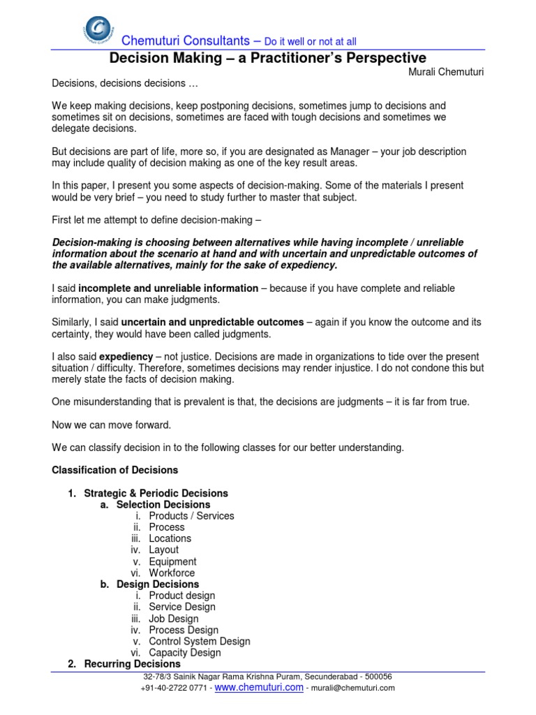 Decision Making | PDF | Statistics | Decision Making