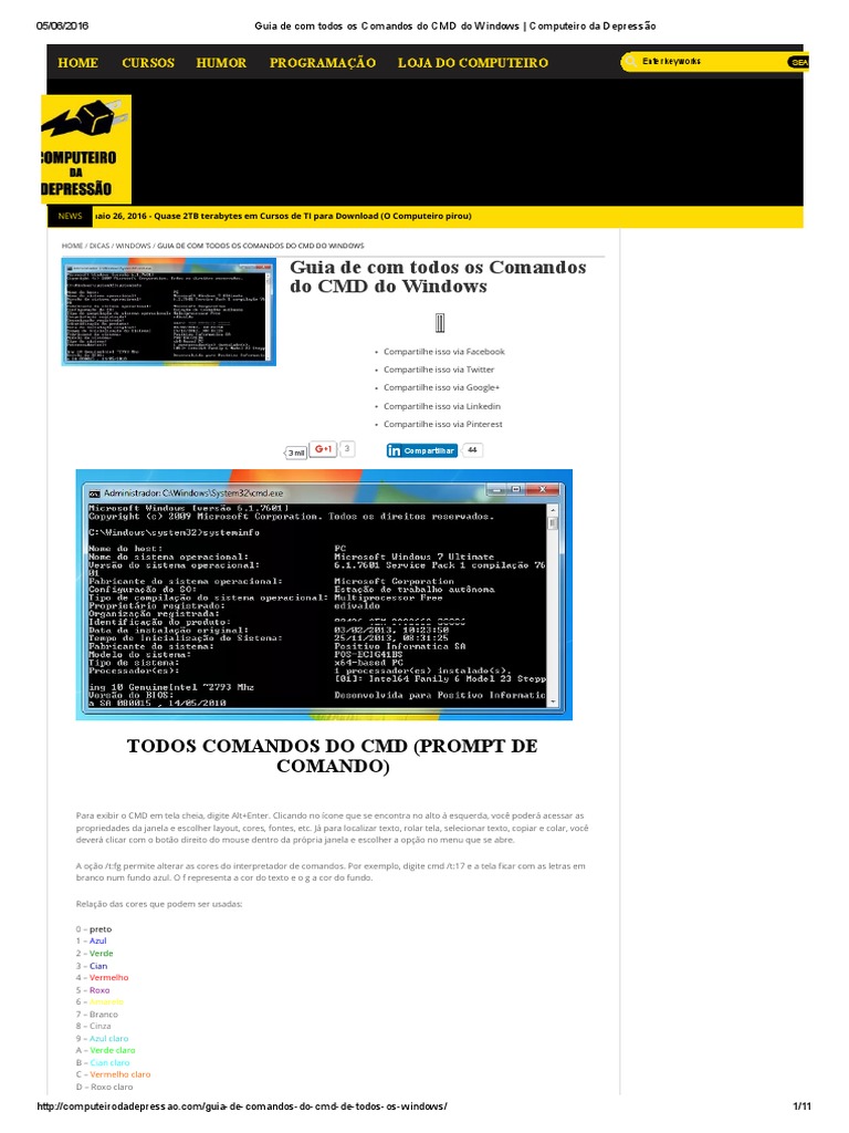 Guia de Com Todos Os Comandos Do CMD Do Windows - Computeiro Da ...