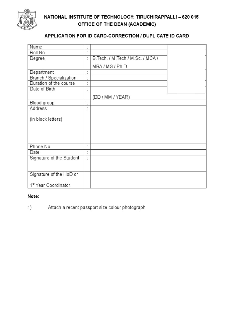 37application For ID Card Correction and Duplicate ID Card | PDF ...