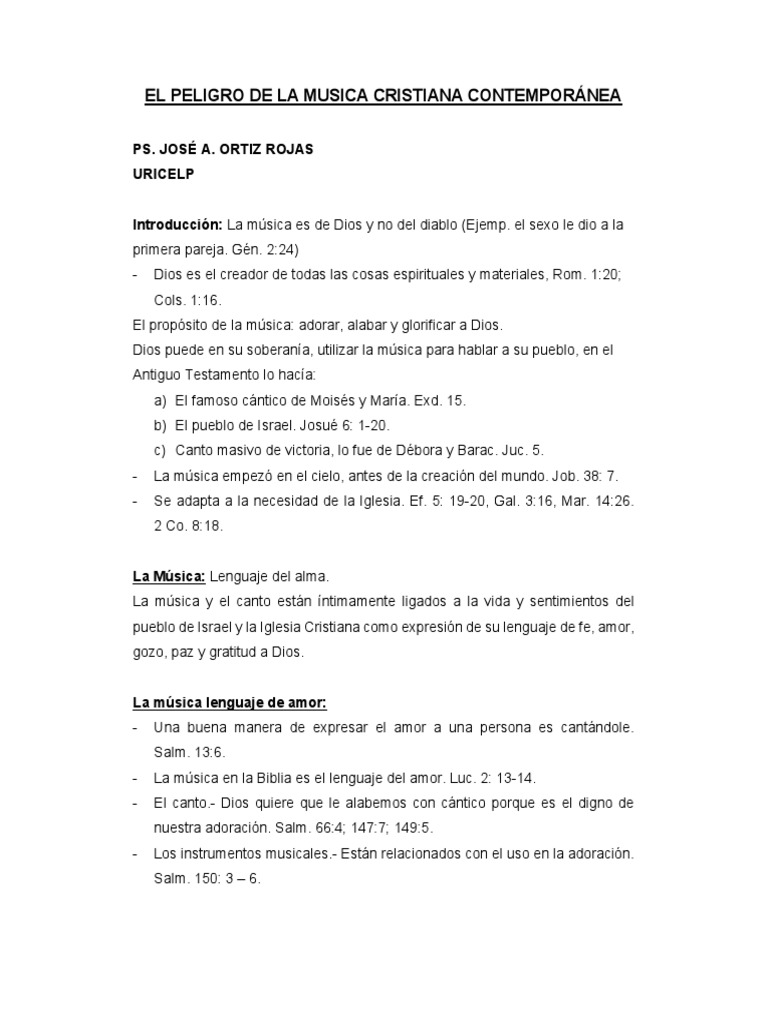 Peligros de la Música Cristiana Contemporánea | PDF | Amor | Creencia ...