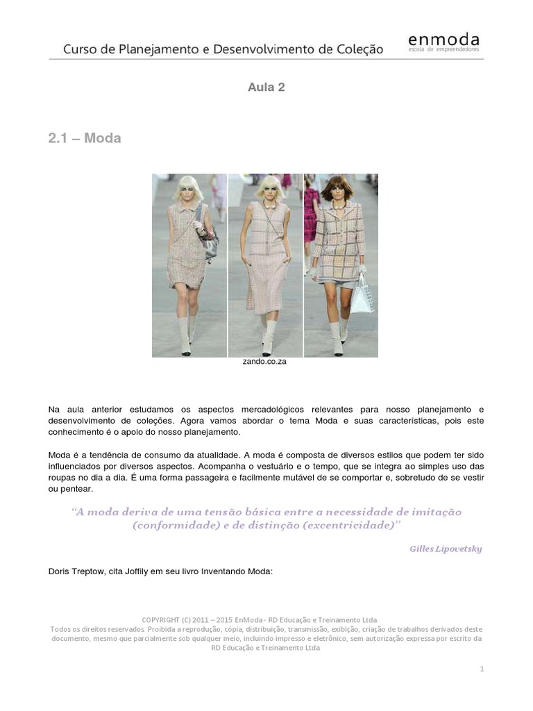 Planejamento e Desenvolvimento de Coleção | Moda | Moda e beleza