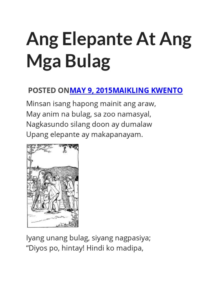 Ang Elepante at Ang Mga Bulag | PDF