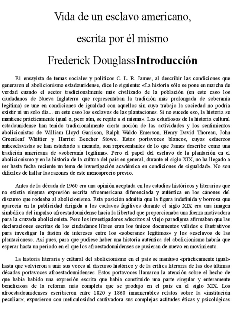 Douglass Frederick - Vida de Un Esclavo Americano | PDF | Abolicionismo ...