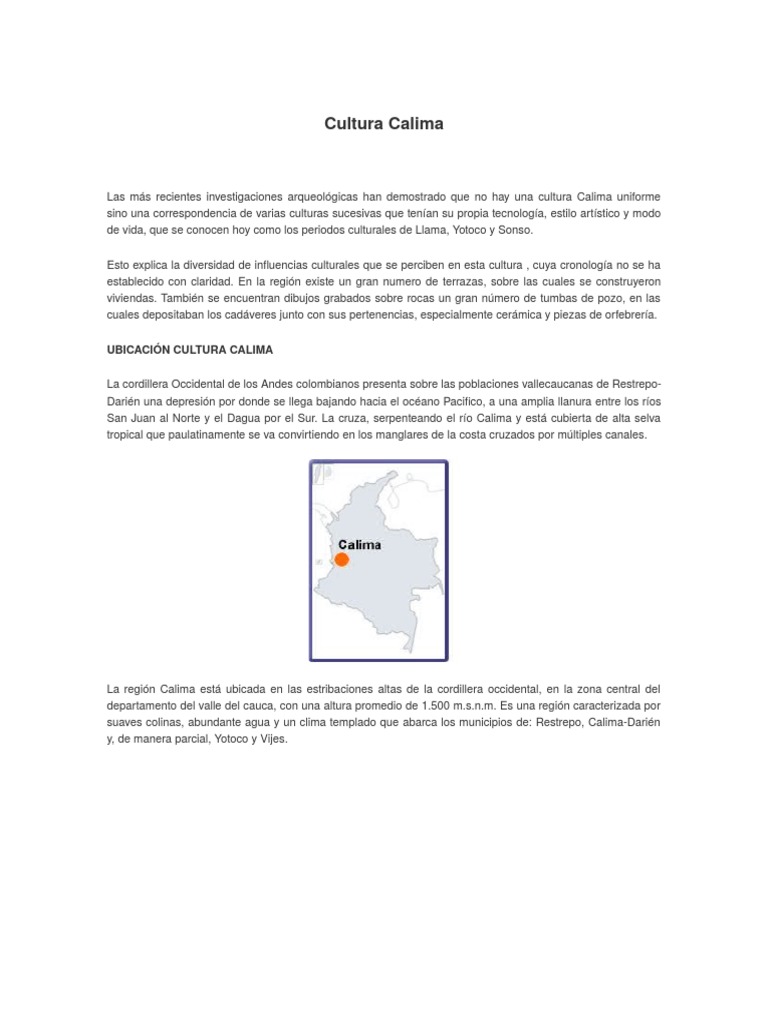 Cultura Calima.docx | cerámica | Arqueología