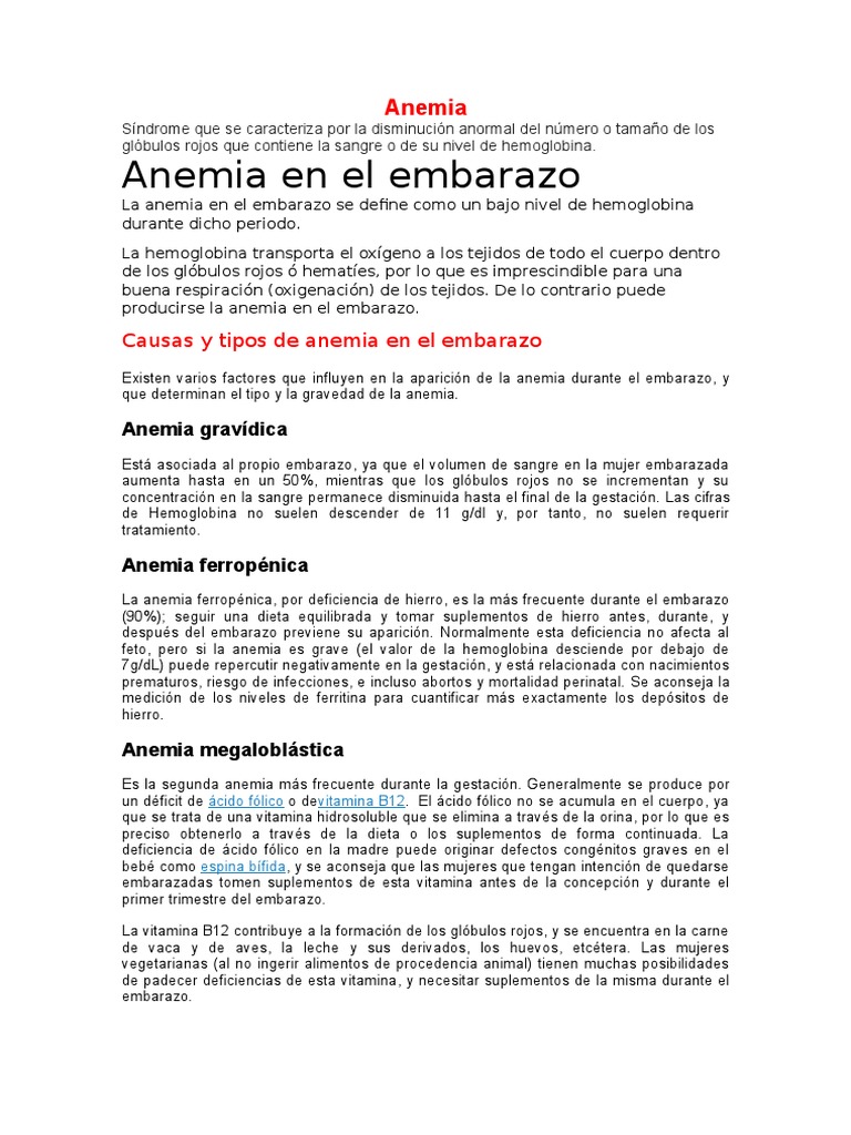 Anemia en El Embarazo | PDF | Anemia | Ácido fólico