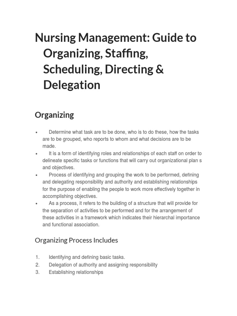 Nursing Management Organizing, Staffing, and Directing. | PDF ...