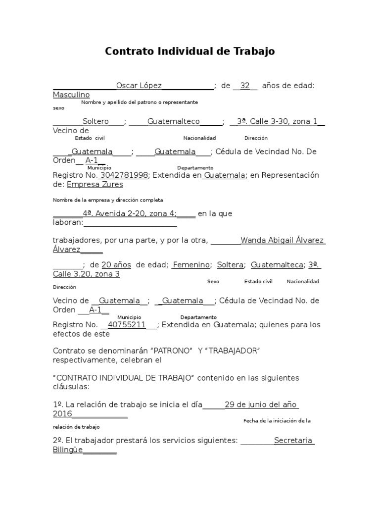 Contrato Individual de Trabajo