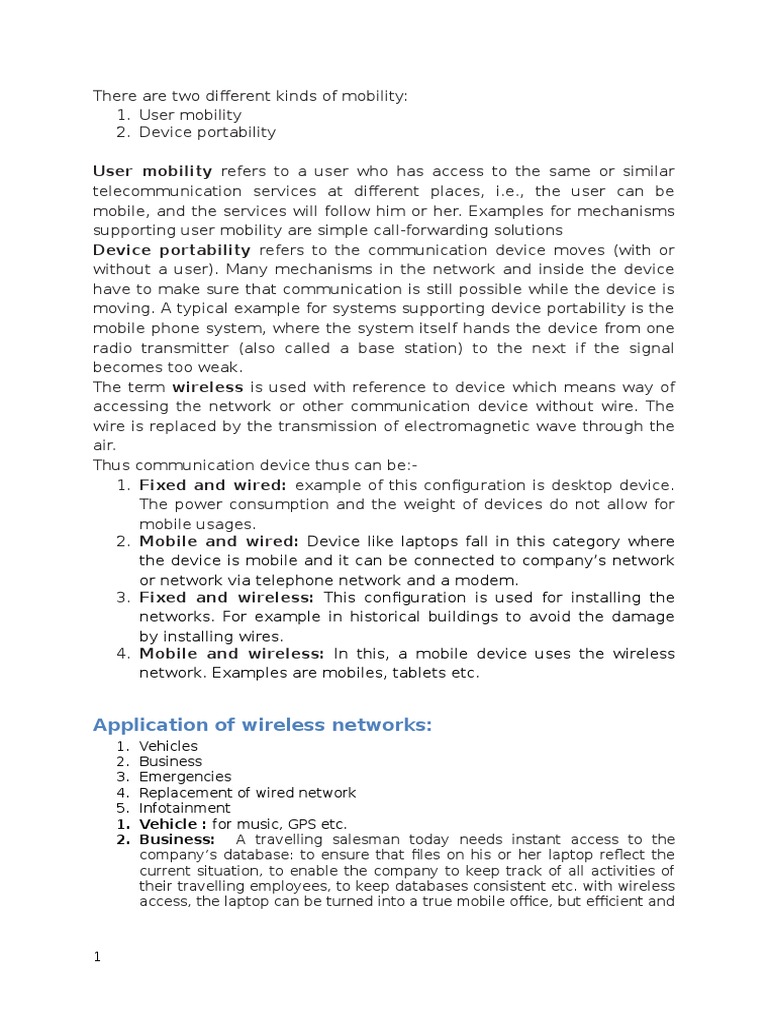 User Mobility vs Device Portability | PDF | Antenna (Radio) | Wireless Lan