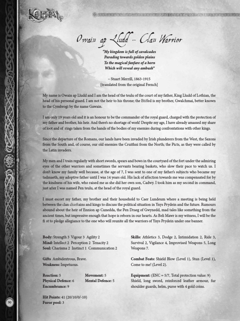 Keltia RPG Pregenerated Characters | PDF | Gawain